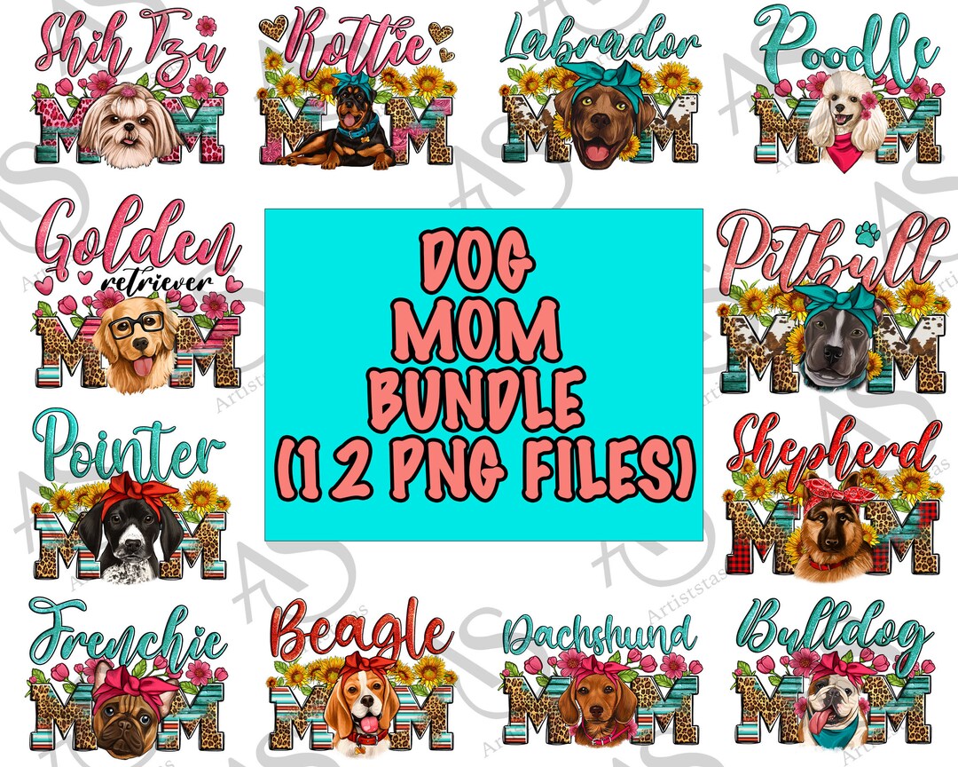 Dogs Mom Bundle Png Sublimation Design, Leopard Dog Mom Png, Floral and ...