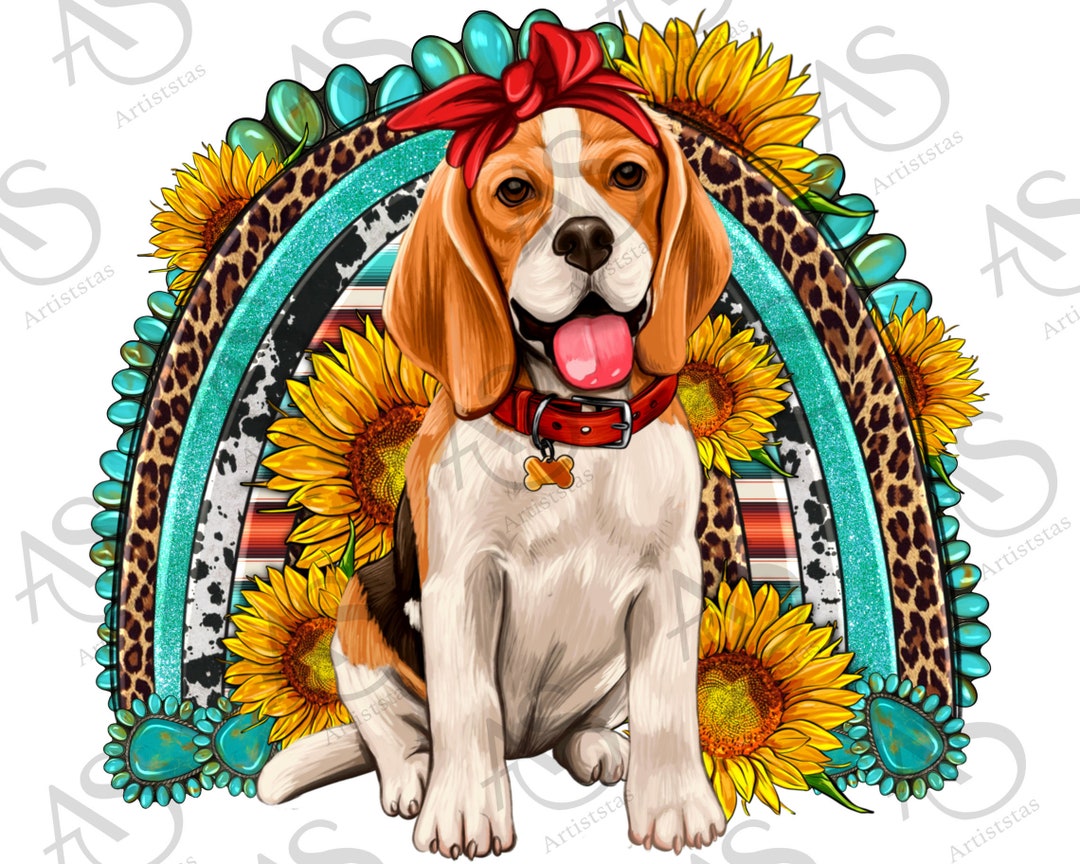 Beagle With Sunflower and Gemstone Rainbow Png,beagle Rainbow Png ...