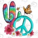 Peace Sign and Tie Dye Cactus Png Sublimation Design, Peace Sign With ...
