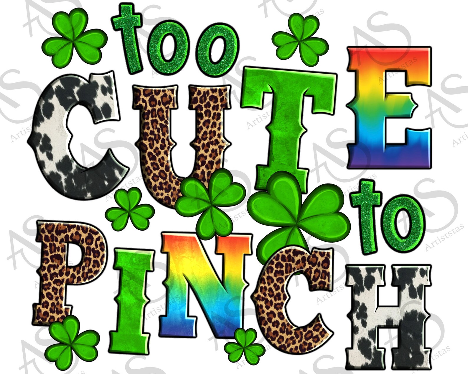 Too Cute to Pinch Png St. Patrick's Day Pngrainbow | Etsy