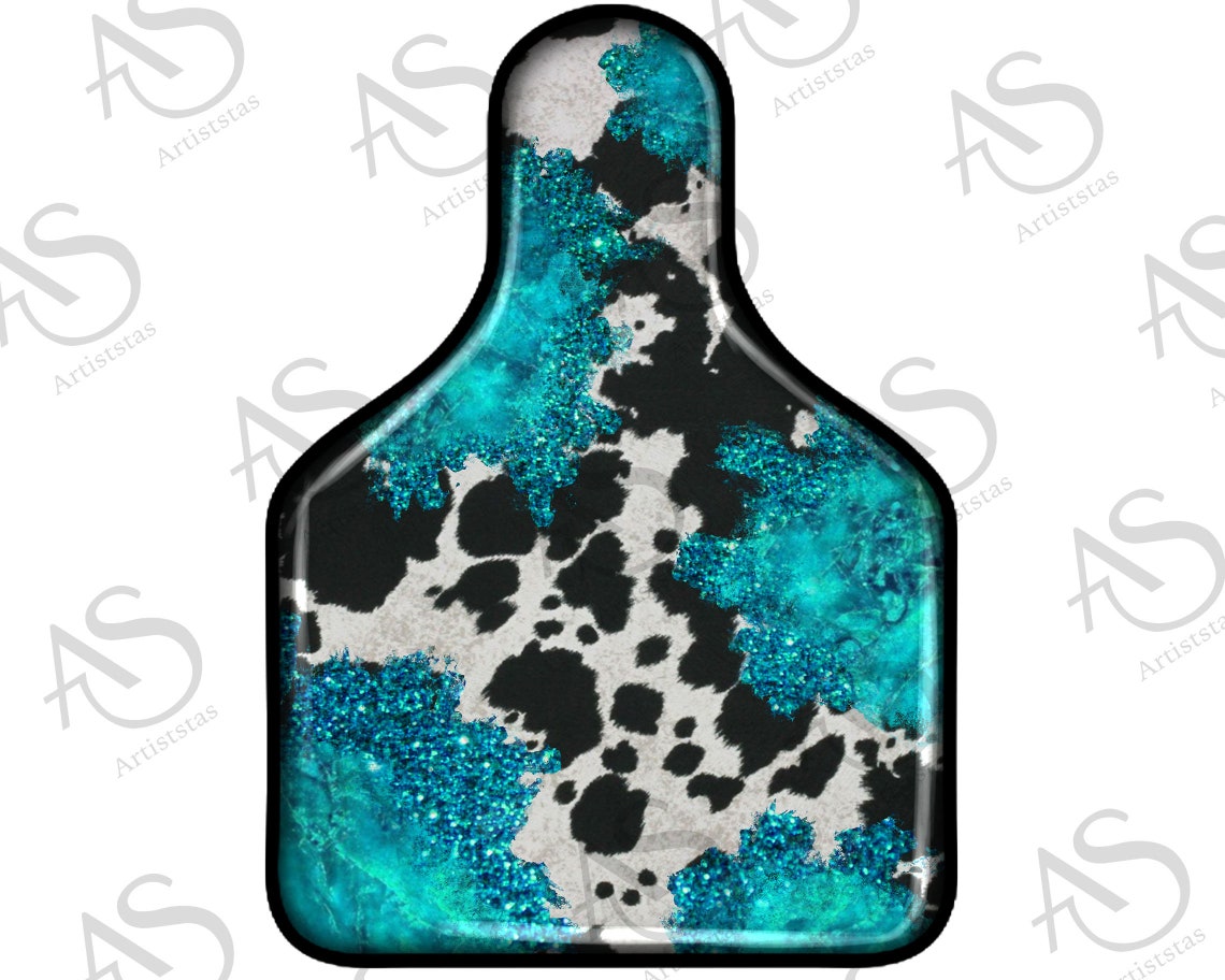 Western Cowhide Turquoise Cow Tag Earrings Png Sublimation - Etsy