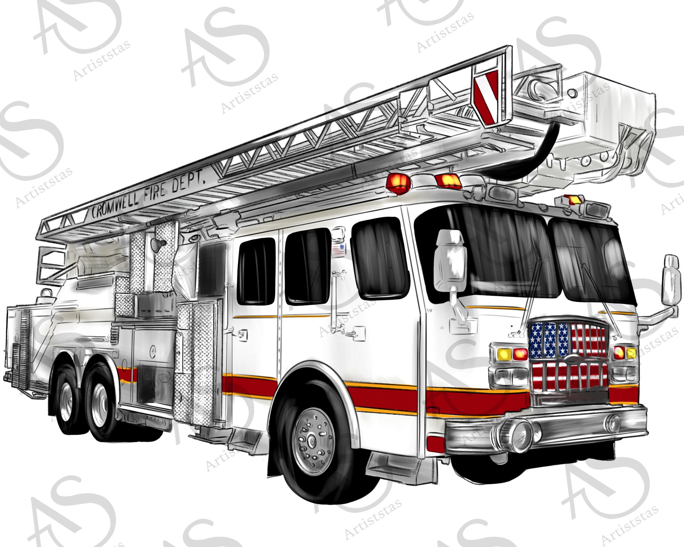 Firefighter Truck Drawing
