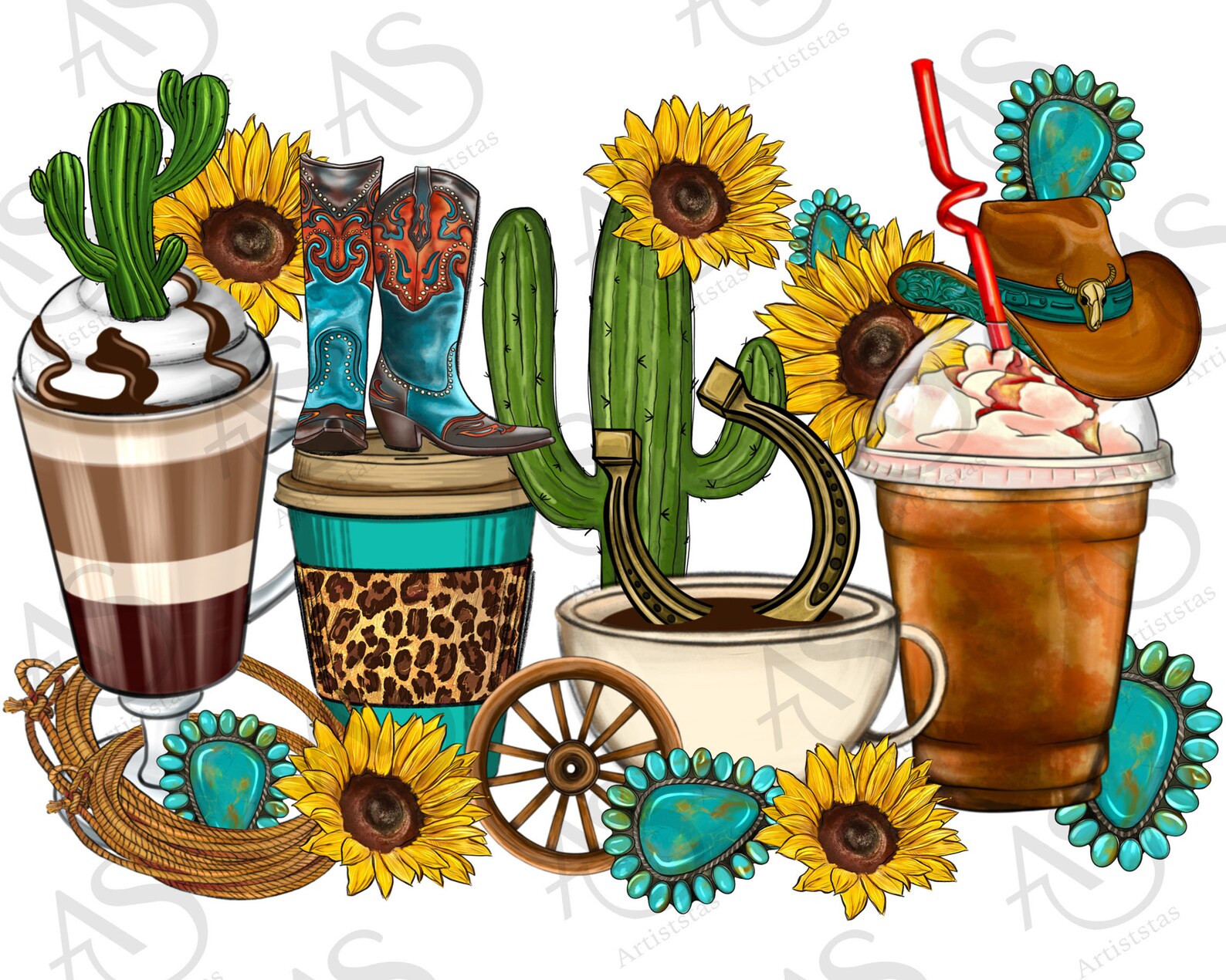 Western Coffee Cups Png Sublimation Design Fall Png Gemstone - Etsy