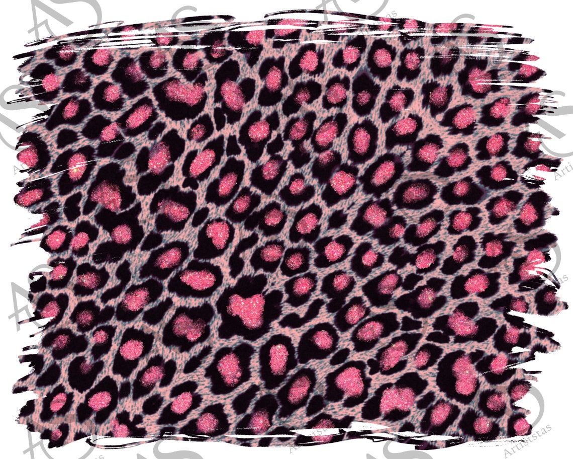Pink Leopard With Pink Glitter Png Sublimation Design Leopard - Etsy