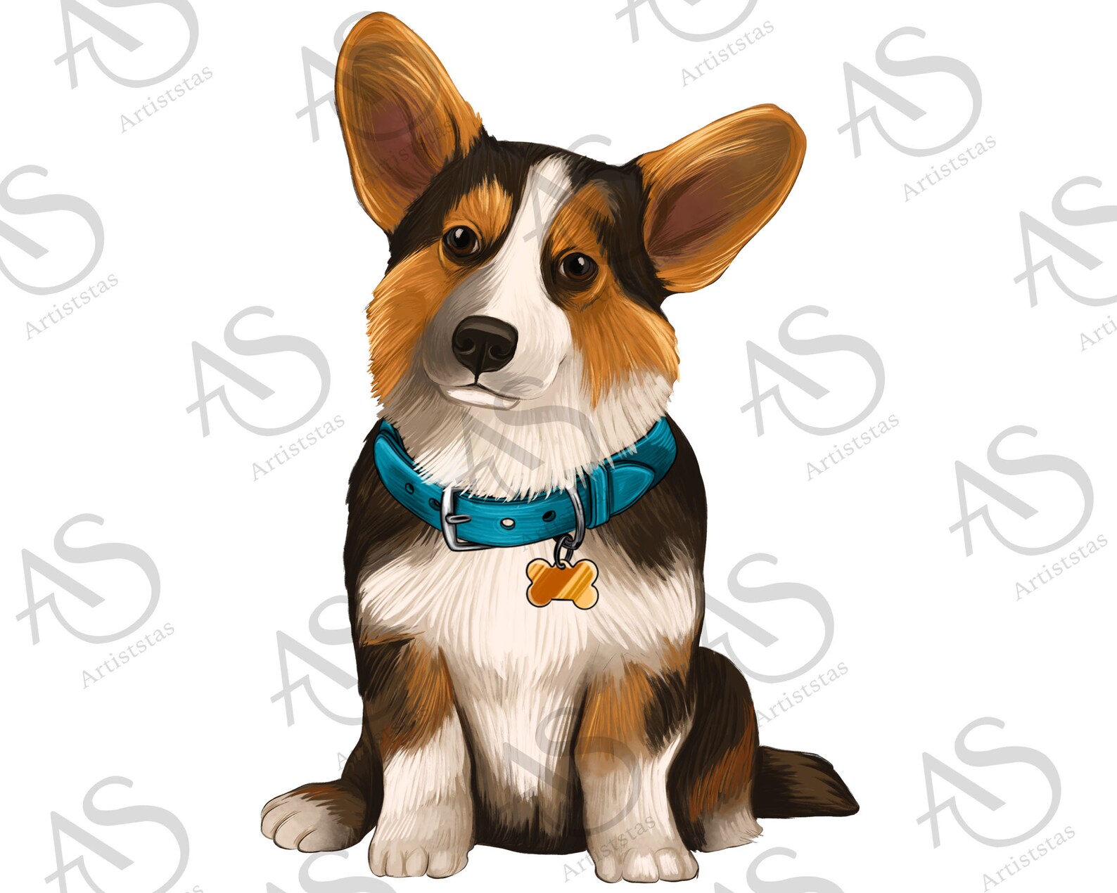 Tri Color Corgi Png Sublimation Design, Hand Drawn Tri Color Corgi Png ...