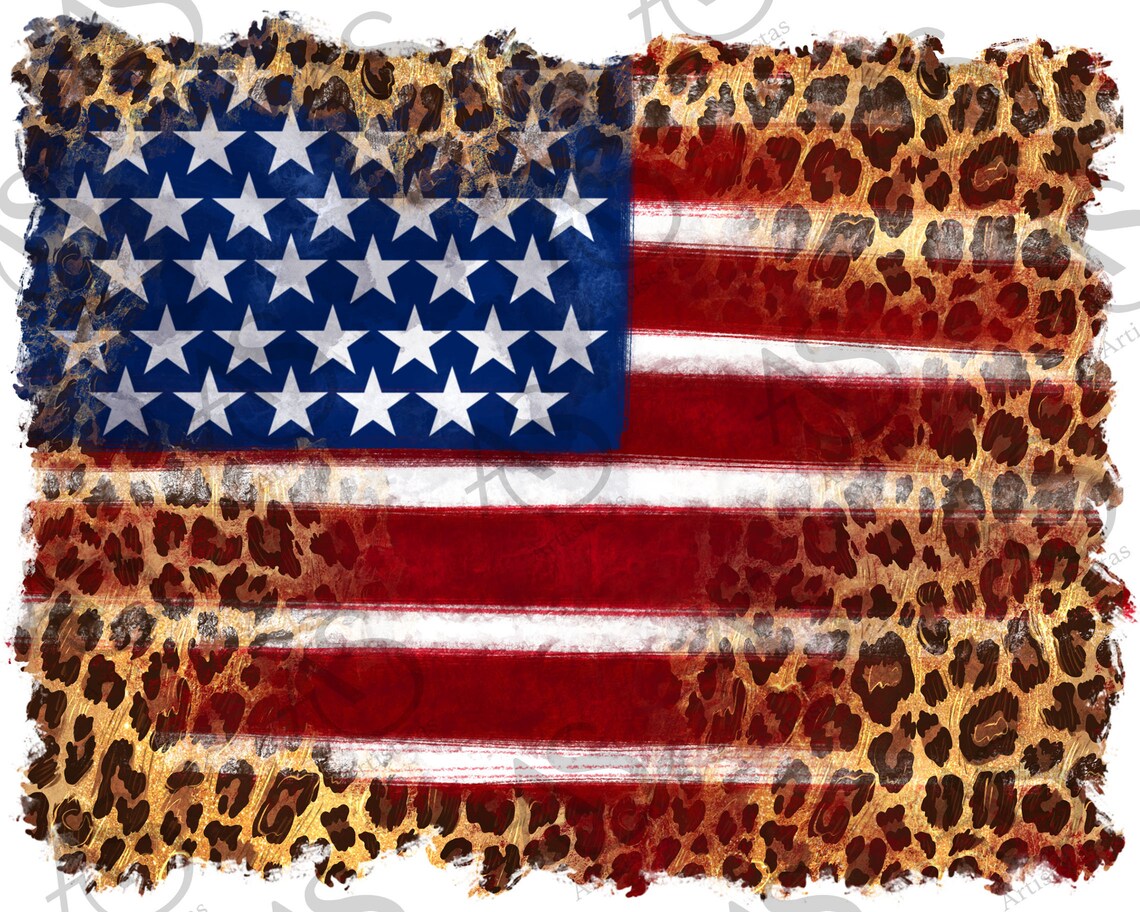 American Flag and Leopard Background Png Sublimation Design | Etsy