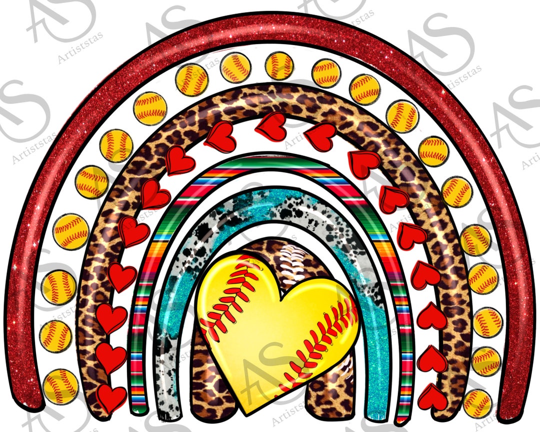 Western Softball Rainbow Png Sublimation Design, Softball Rainbow Png ...
