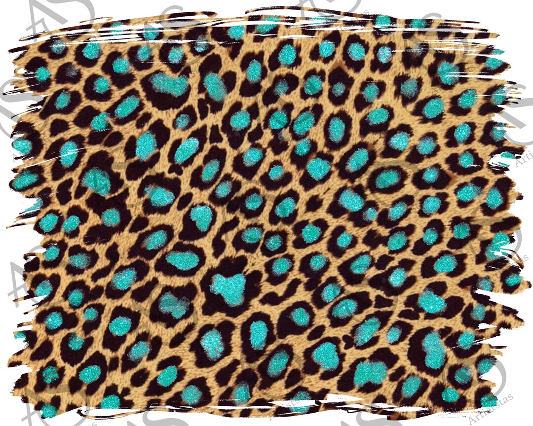 Leopard With Turquoise Glitter Png Sublimation Design, Leopard ...