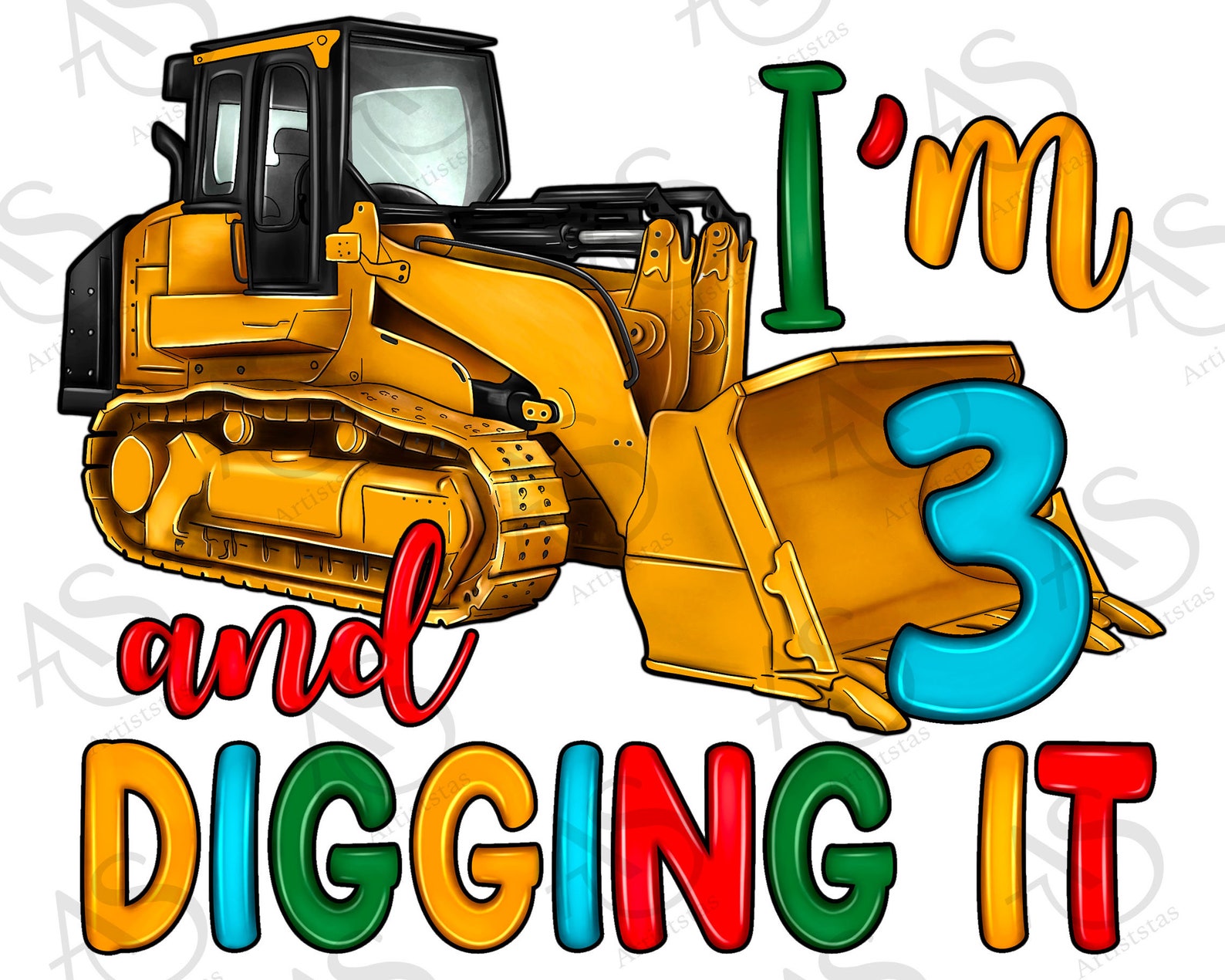 I'm 3 and Digging It Png Sublimation Design Constructions - Etsy