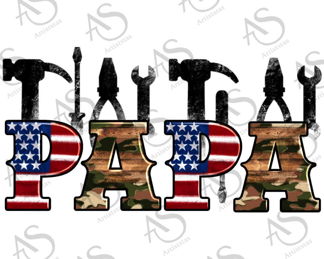 Papa Father's Day Png Sublimation Design Download, Camouflage Papa Png ...
