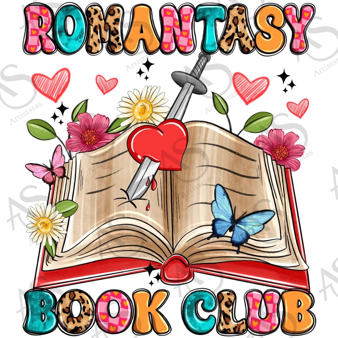Romantasy Book Club Png Sublimation Design Download, Bookworm Png ...