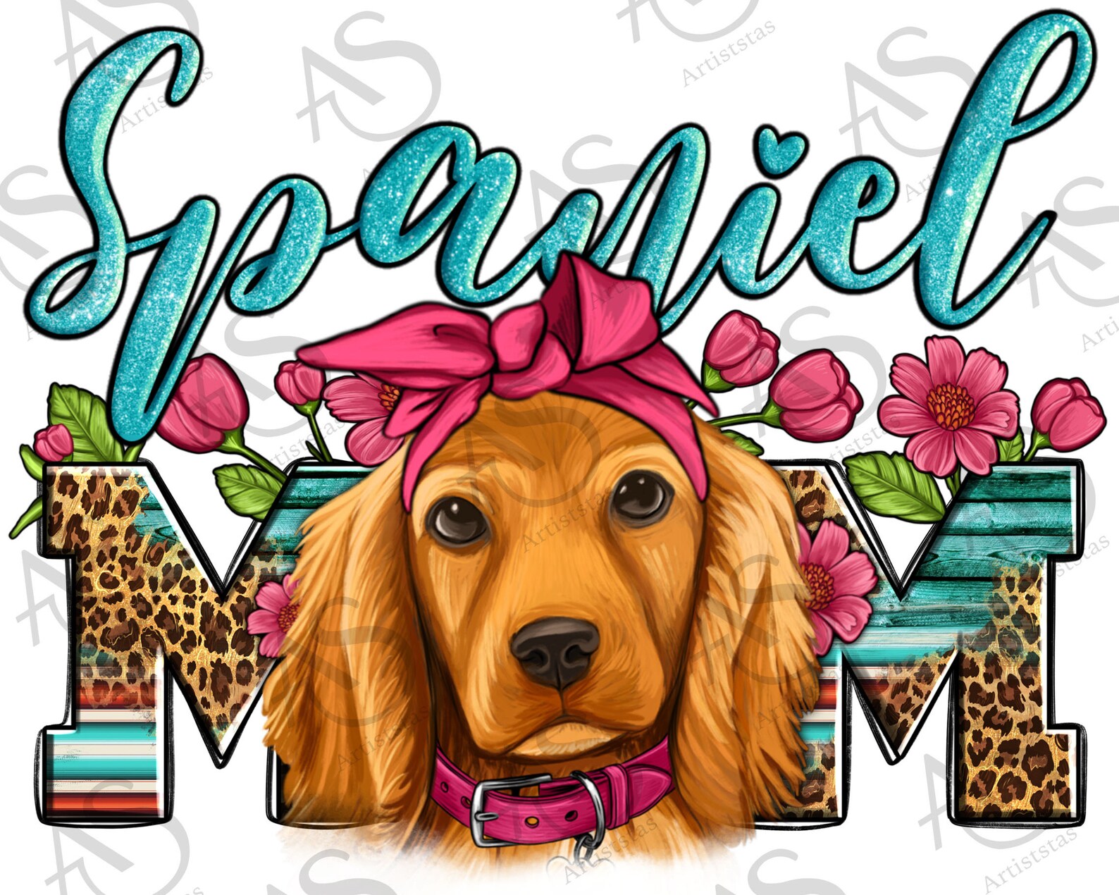 Cocker Spaniel Mom Png Pink Bandana Cocker Spaniel Mom Png - Etsy