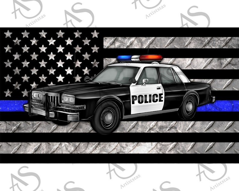 Thin Blue Line Police Car Sippy Cup Png Sublimation Design - Etsy