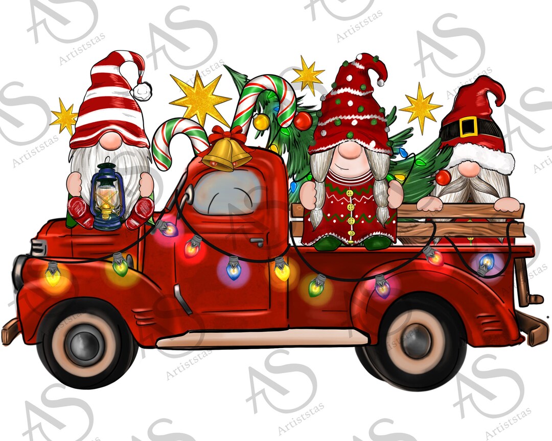 Christmas Gnomes Truck Png Sublimation Design, Merry Christmas Png ...