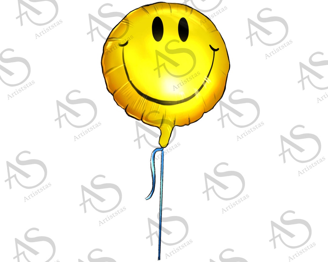 Smile Balloon Png Sublimation Design, Smile Balloon Clipart, Hand Drawn ...