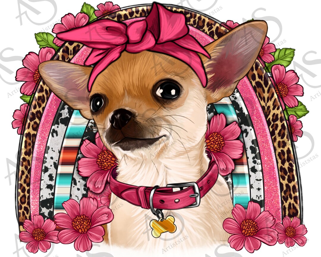 Chihuahua Rainbow Png Sublimation Design,floral and Leopard Chihuahua ...