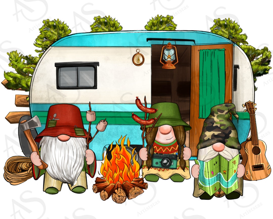 Gnomes Camping Png Sublimation Design Download, Camping Van Png, Camp ...