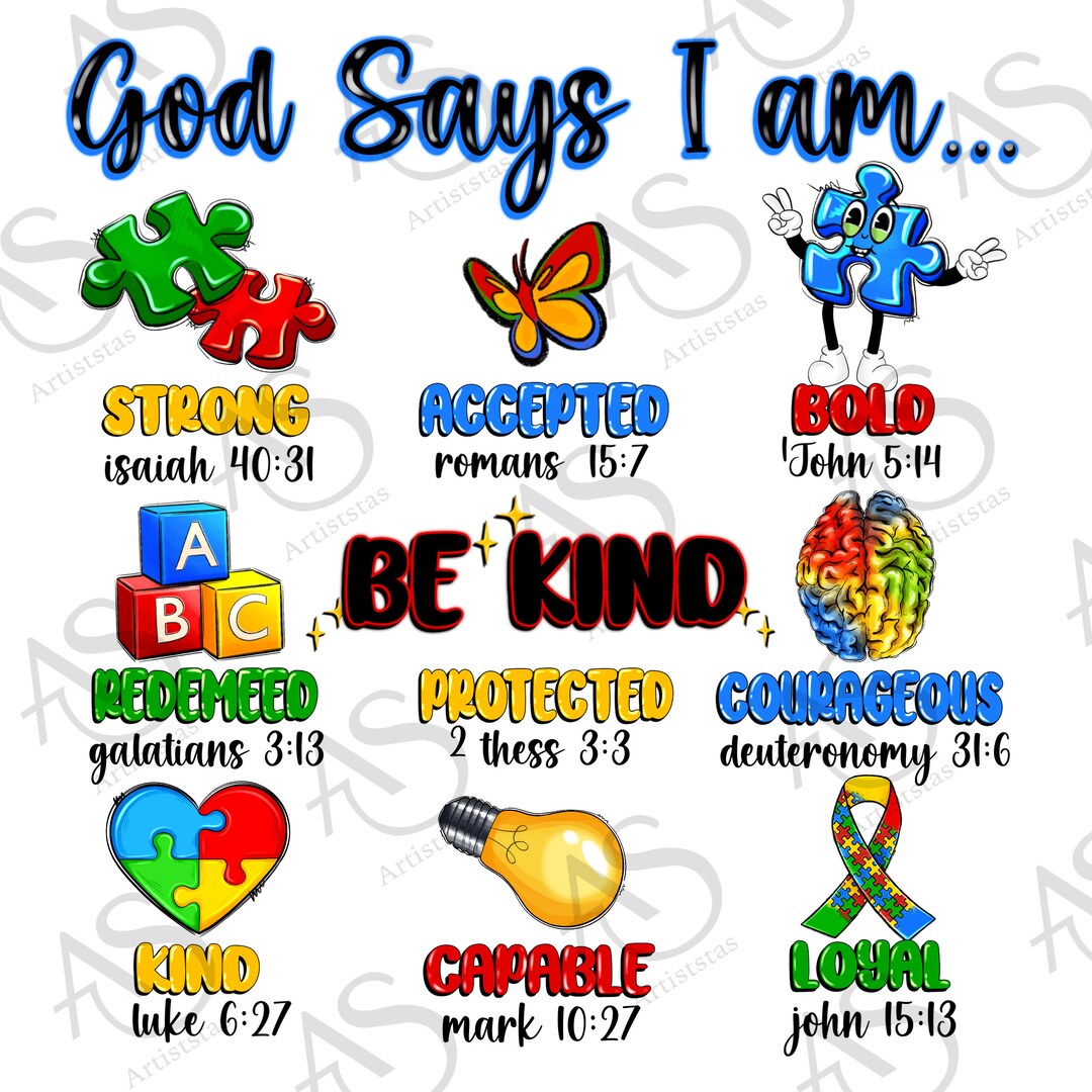 God Says I Am Autism Png Sublimation Design Download, Autism Awareness ...