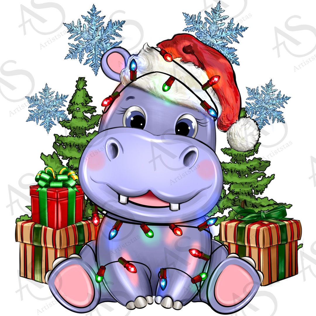 Christmas Hippopotamus Png Sublimation Design Download,christmas Png ...