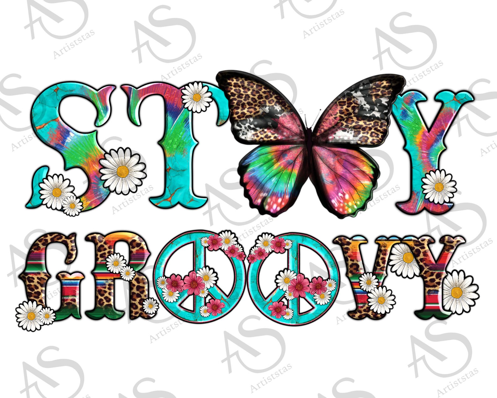 Stay Groovy With Peace Signs and Butterfly Png Groovy - Etsy