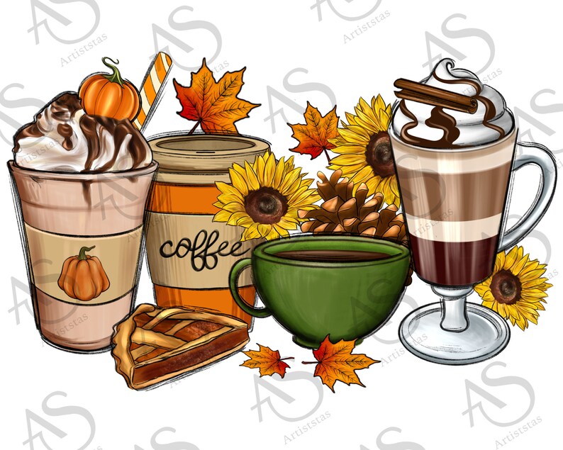 Sunflowers Fall Coffee Cups Png Sublimation Design Fall Png - Etsy