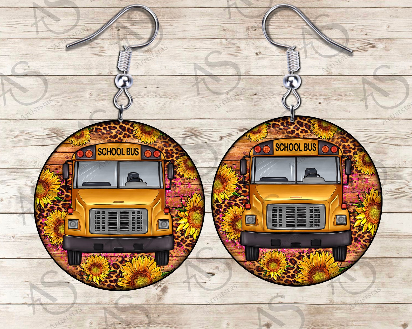 School Bus Round Earrings Png Sublimation Design Bundle Car - Etsy