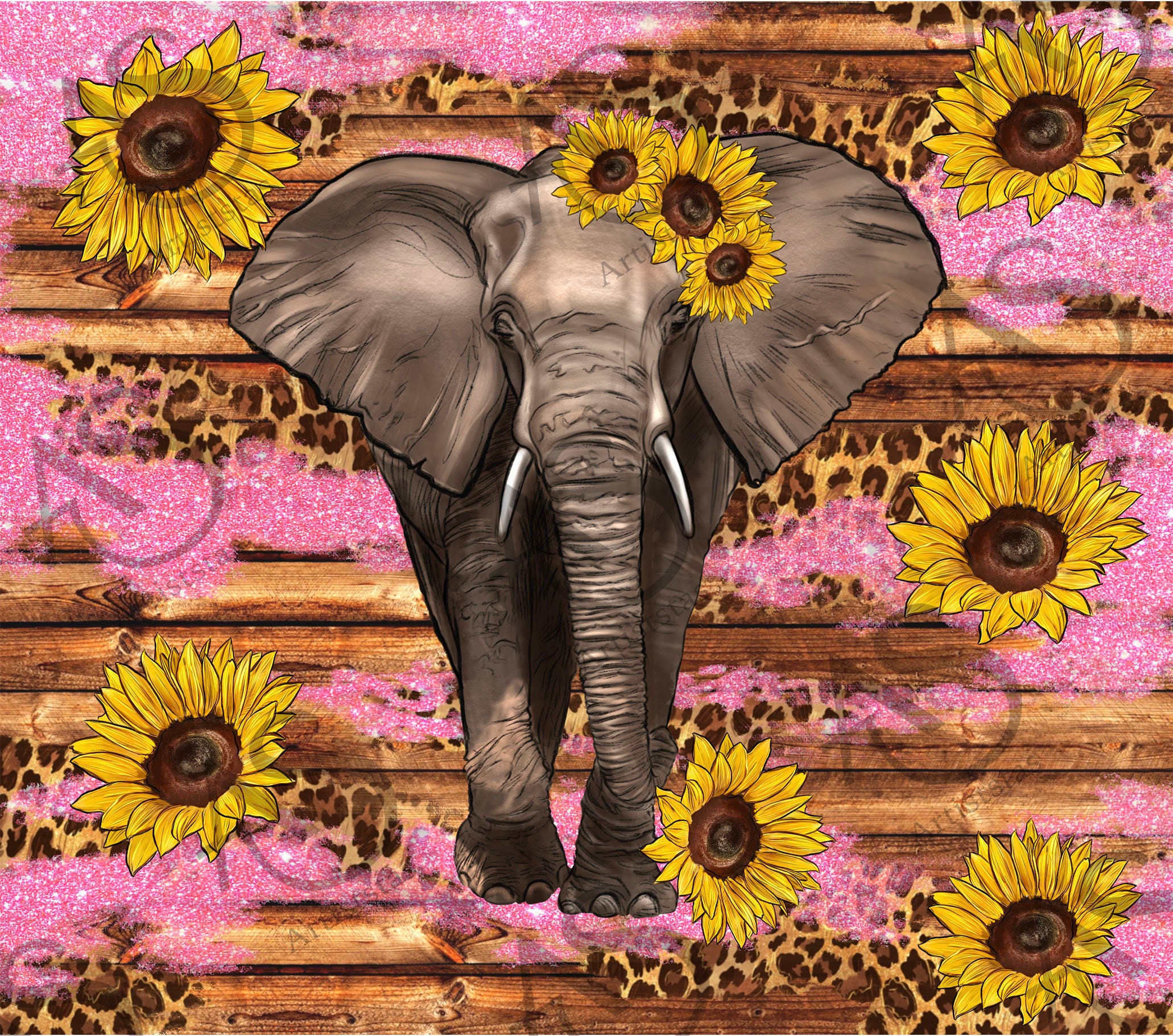 Elephant Sunflower Backgrounds Elephant Sunflower Sublimation By