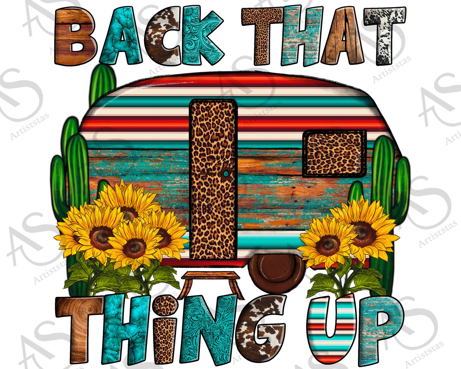 Back That Thing up Png Sunflower Serape Cactus Caravan Png - Etsy
