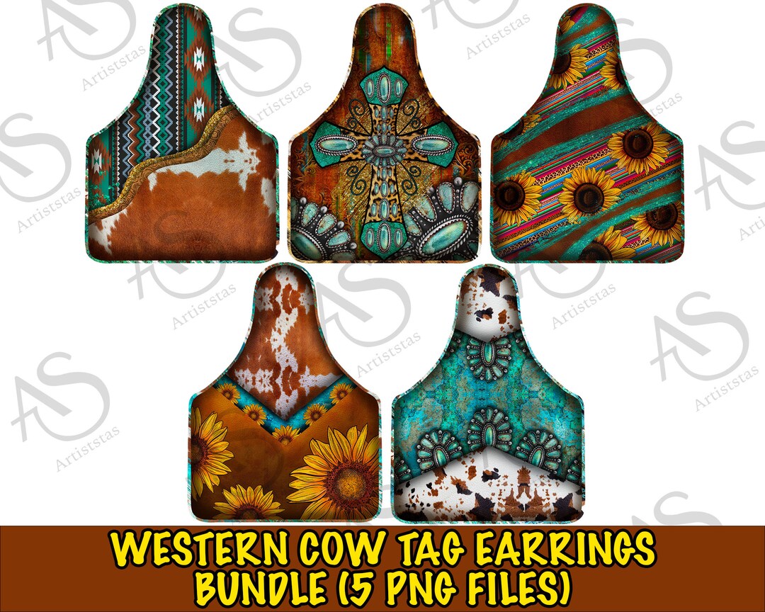 Western Cow Tag Earrings Png Design Bundle,western Cow Tag Png,cow Tag ...