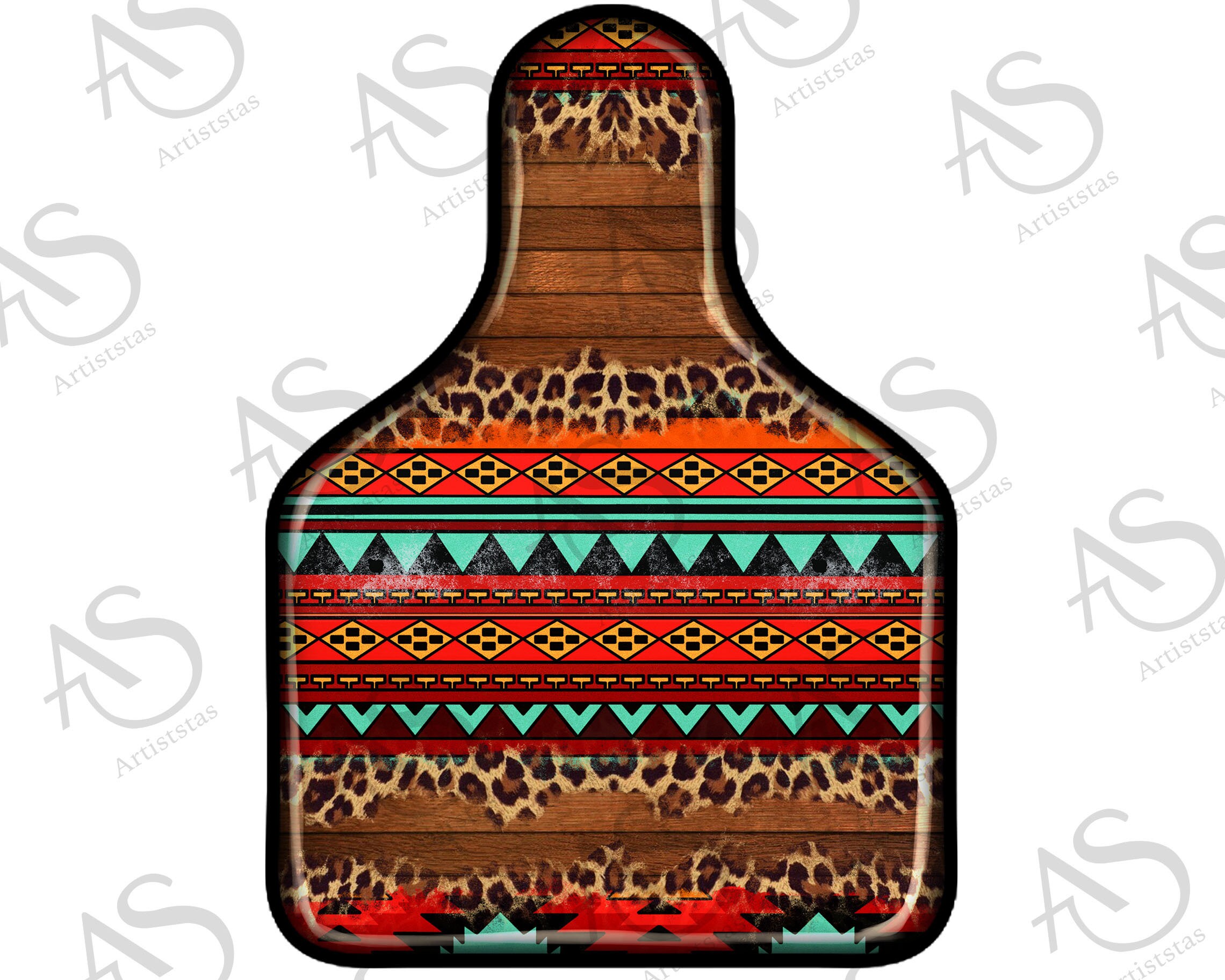 Western Aztec and Leopard Cow Tag Earrings Png Sublimation - Etsy
