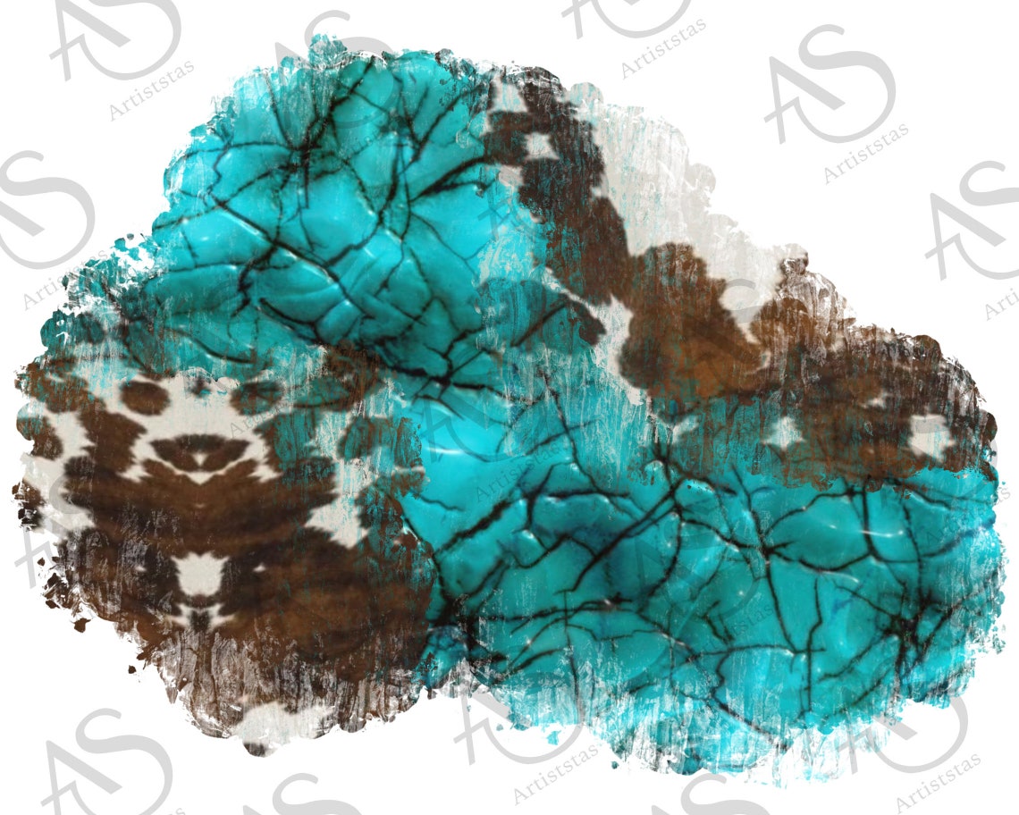 Turquoise Cowhide Patch Png Sublimation Designturquoise - Etsy