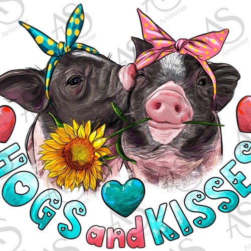 Western Hogs and Kisses Png Sublimation Designwestern Pigs | Etsy
