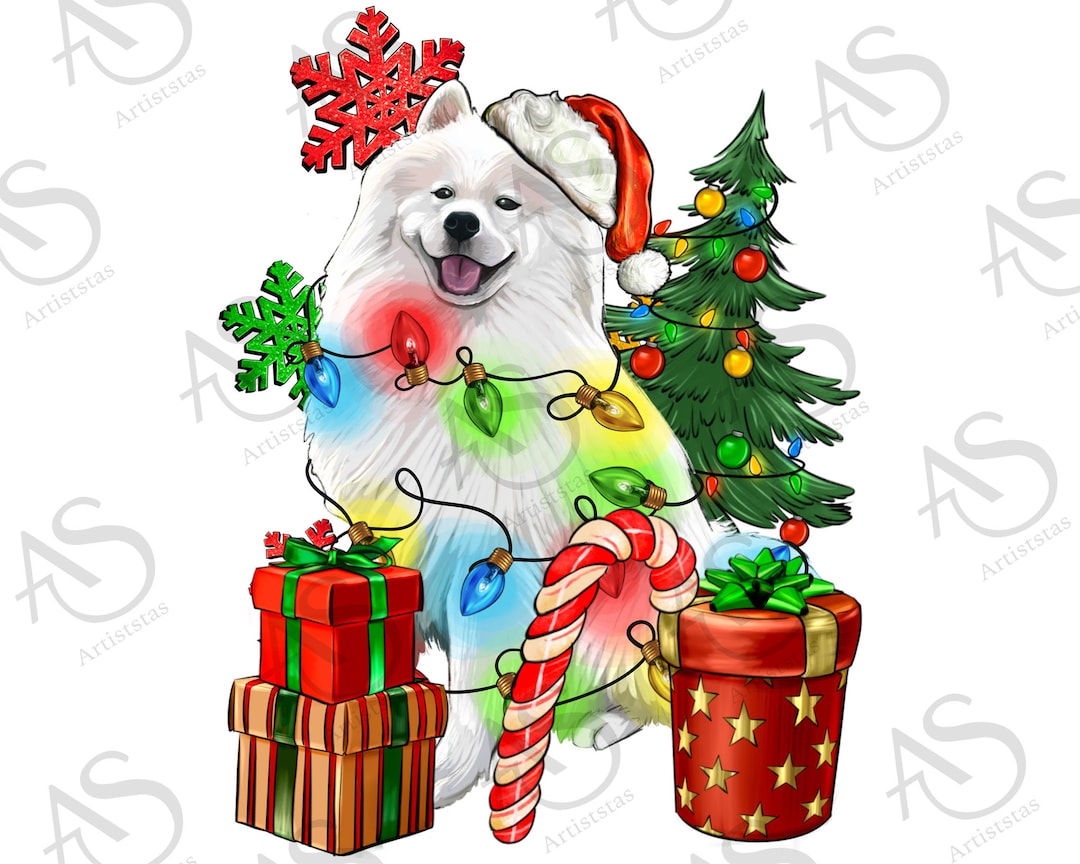Christmas Samoyed Dog Png Sublimation Design Download, Christmas Dog ...