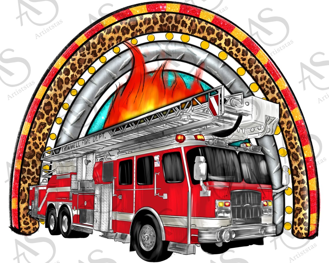 Western Fire Truck Rainbow Png Hand Drawn Fire Truck Png - Etsy