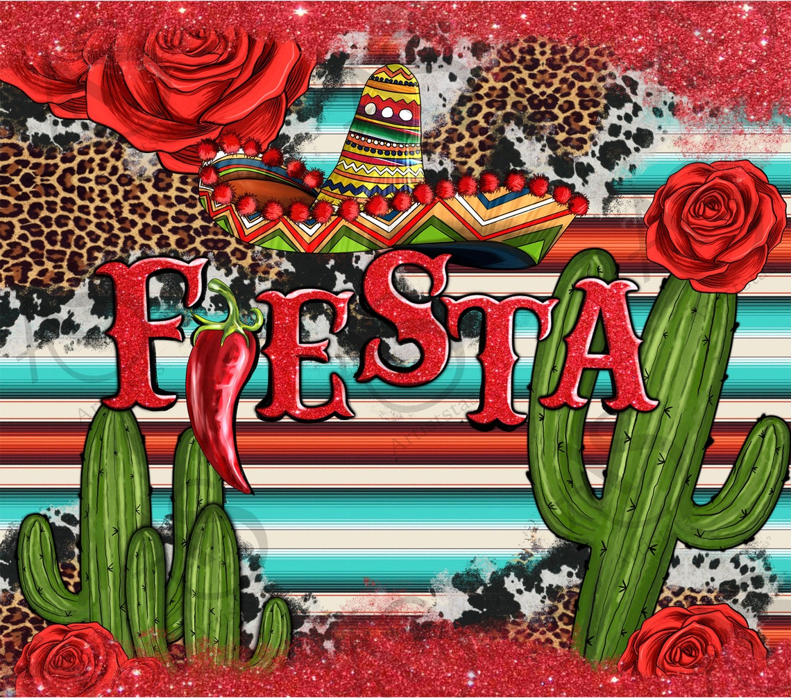 Western Mexican Fiesta Png 20oz Skinny Tumbler Sublimation | Etsy