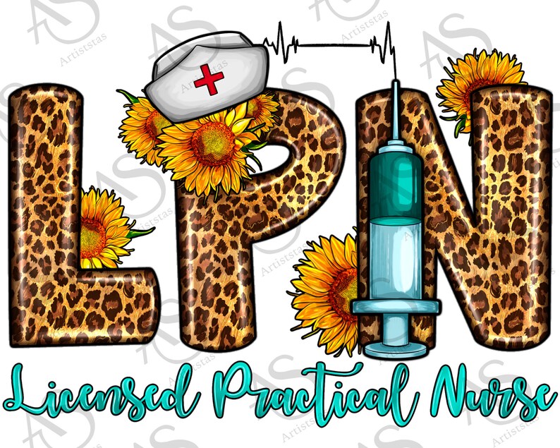 LPN Licensed Practical Nurse With Sunflowers Png Leopard - Etsy