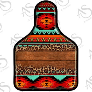 Western Aztec and Leopard Cow Tag Earrings Png Sublimation Design ...
