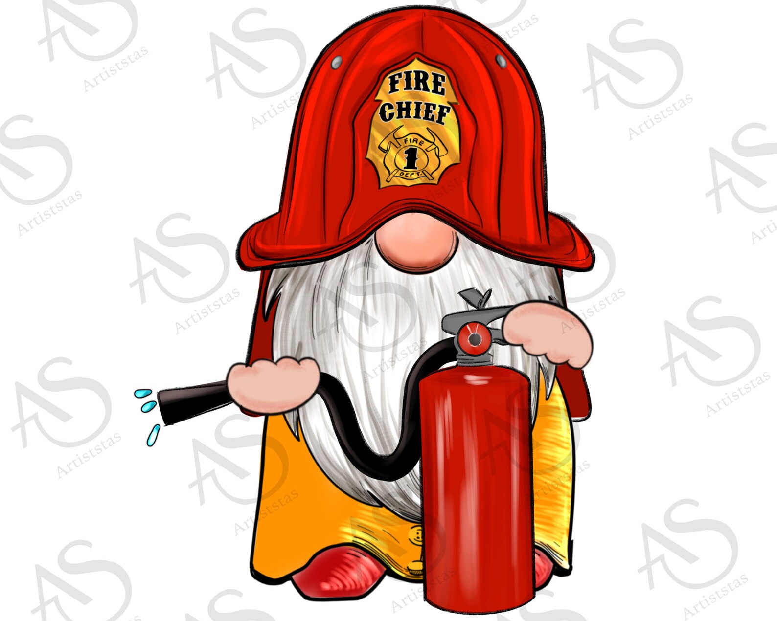 Firefighter Gnome Png Hand Drawn Firefighter Gnome Png Gnome - Etsy