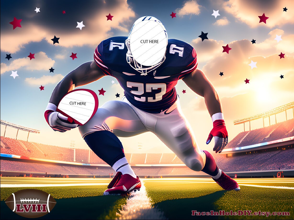 Superbowl Photobooth Prop Face in Hole Cutout. TILED Digital File to ...