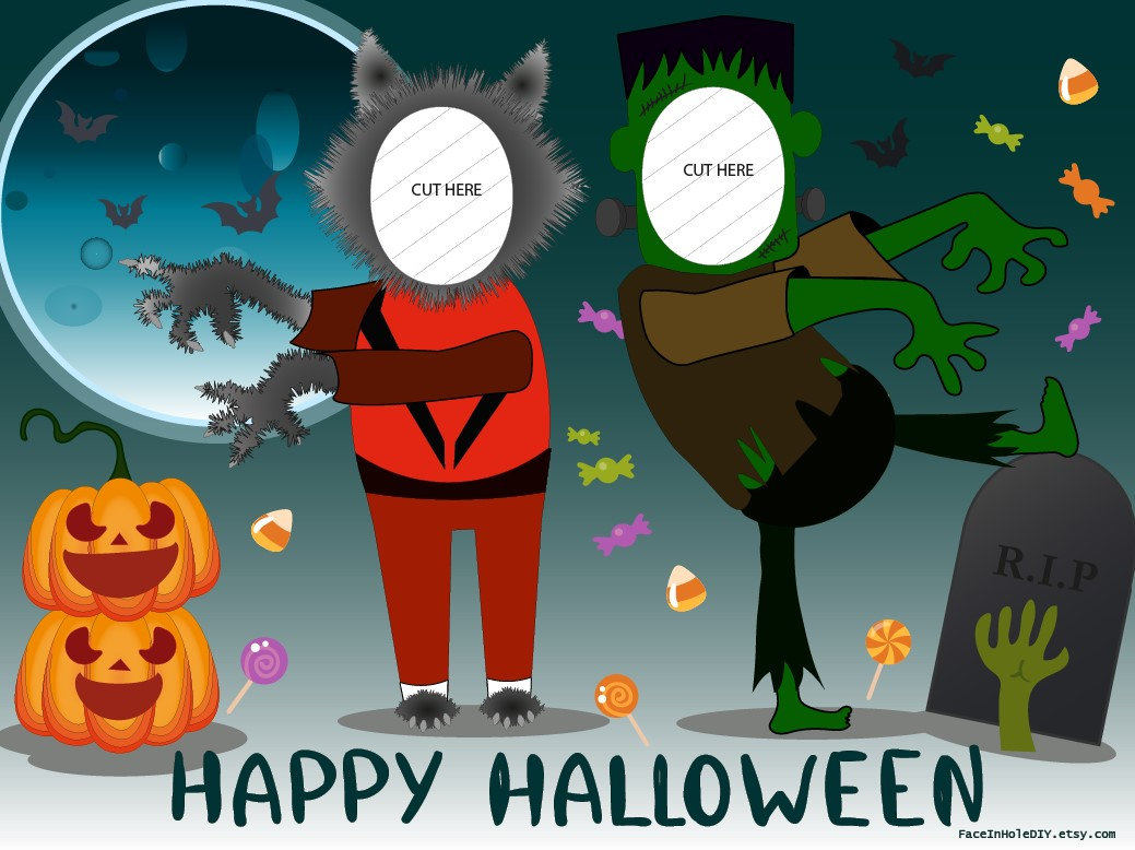 Halloween Photobooth Prop, Face in the Hole Board Cutout. ONE Digital ...