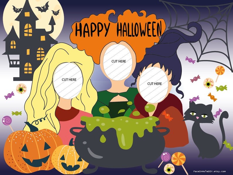Halloween Photobooth, Face in the Hole Board. TILED Digital File to ...