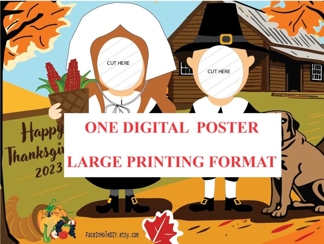 Thanksgiving Pilgrims Photobooth Prop, Face in Hole Cutout. 1xdigital ...