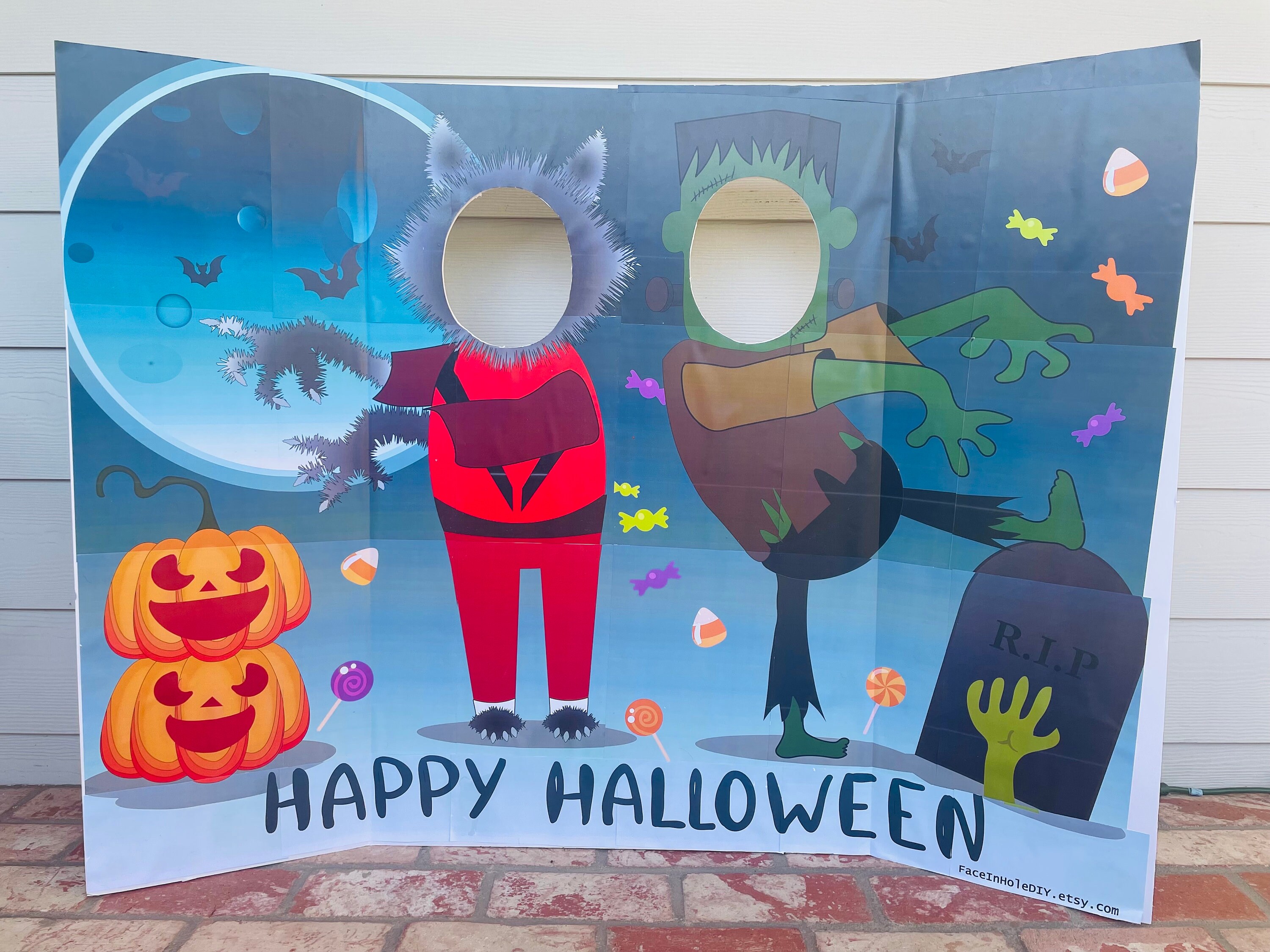 Halloween Photobooth, Face in the Hole Board Cutout. TILED Digital File ...