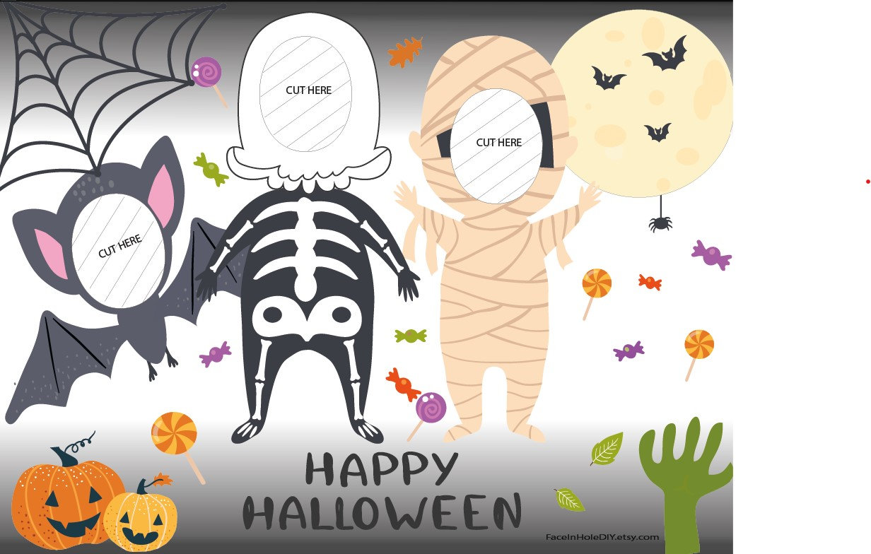 Halloween Photobooth, Face in Hole BOARD Cutout. TILED Digital File to ...