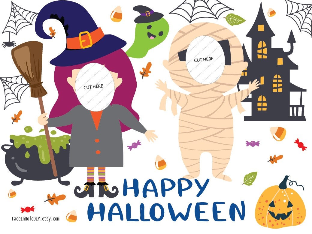Halloween, Cutouts Photobooth, Face-in-hole. TILED Digital File for ...