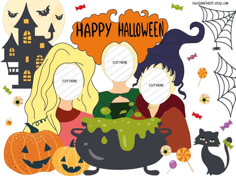 Halloween Photobooth, Face in the Hole Board. TILED Digital File to ...