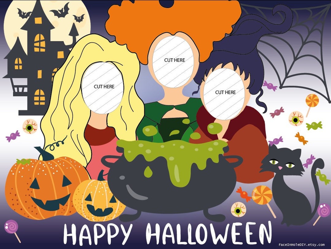 Halloween, Face-in-hole, Cutout Photobooth. TILED Digital File for ...