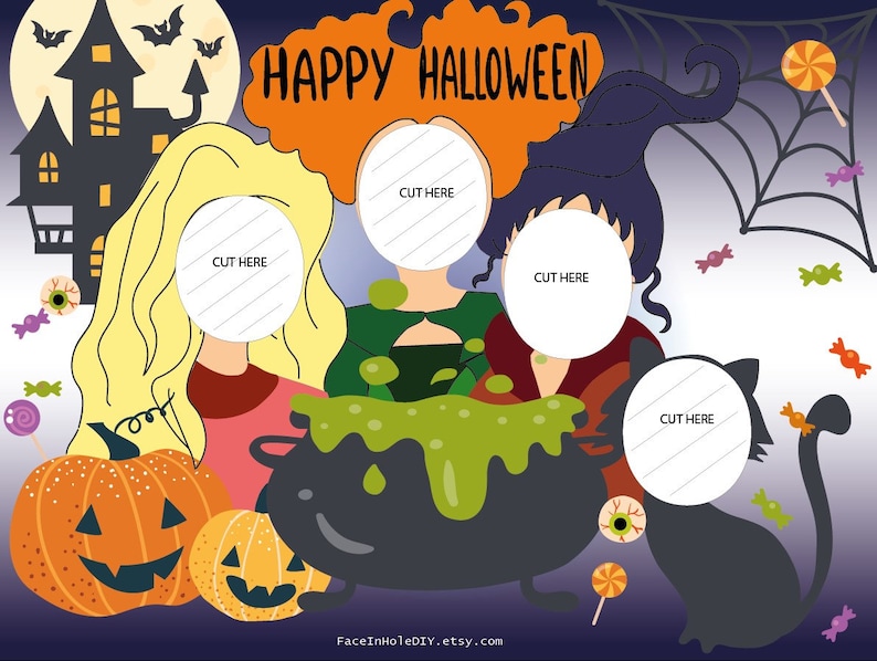 Halloween Photobooth Prop, Face in Hole Cutout. TILED Digital File to ...