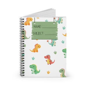 Dinosaur Spiral Notebook | Cute | Jurassic | Kawaii | Lined Paper ...