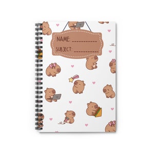 Capybara Spiral Notebook | Cute | Heart | Kawaii | Lined Paper | Back ...